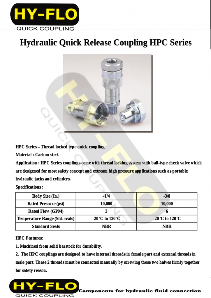 ข้อต่อไฮดรอลิคสวมเร็วรุ่น 700บาร์ High Pressure Quick Release coupling ...